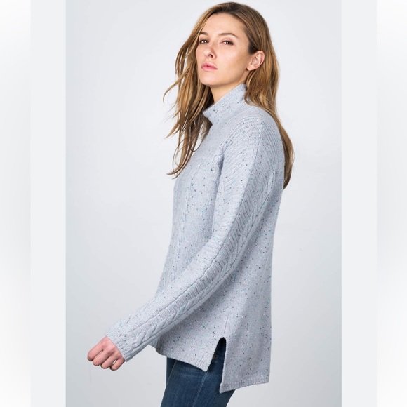 Kinross | Sweaters | Kinross Cashmere A Line Cable Funnel Sweater Dove ...